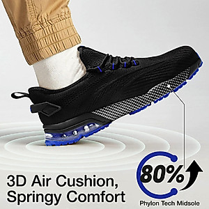 SPIEZ Composite Toe Safety Shoes, Unisex Air Cushion Lightweight Work Shoes Black/Blue Black/Green US5-12