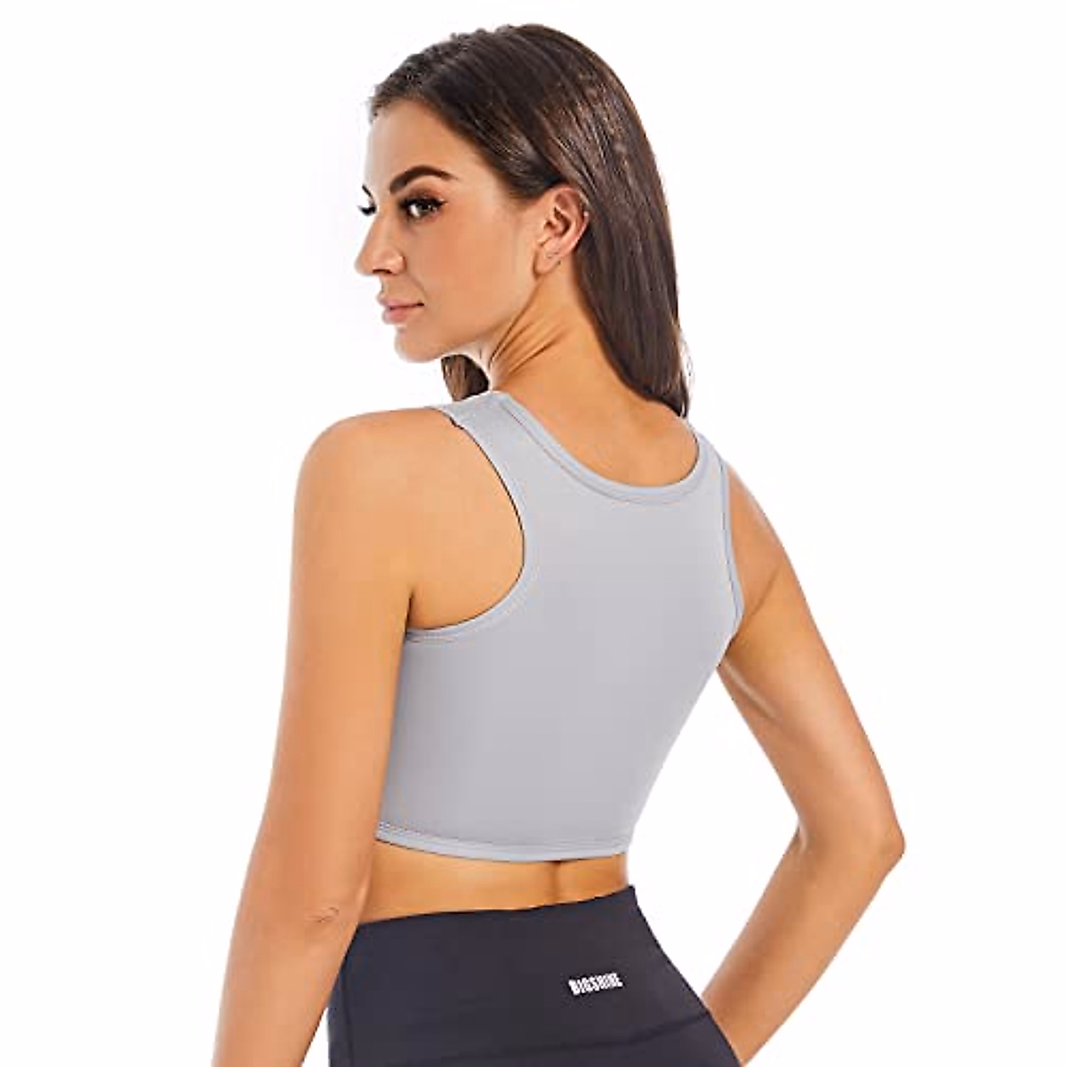 ZWOT Women Chest Binder Tomboy FTM Transgender Binder Zip Up Half Breathable Lightweight Elastic Binder Trans