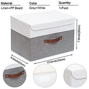 Yawinhe Collapsible Storage Boxes with Lids Fabric Foldable Storage Bins Organizer Containers Baskets with Lid for Home Bedroom Closet Office SNK024WGS-1