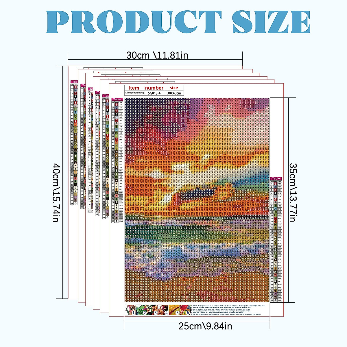 Tontut 10 Pack Diamond Painting Kits, Full Round Diamond Painting Crafts for Adults, DIY Diamond Art Landscape Beach Sunset Diamond Painting Home Wall Decoration 12x16inch