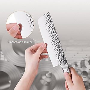 FINDKING 7PCS Kitchen Knife Set, with Wooden Magnetic Knife Holder, Elegant Japanese Chef Knives Set, Sharp Stainless Steel Blade, Pakka Wood Handle, for Daily Cooking (Michelia Series)