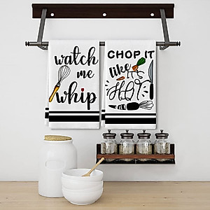 Lebsitey Funny Kitchen Towels and Dishcloths Sets of 4 Kitchen Towels with Sayings Egg Beater Rolling Pin Absorbent Drying Tea Dish Towel for Cooking Baking Home Decorations,18 x 28 Inch