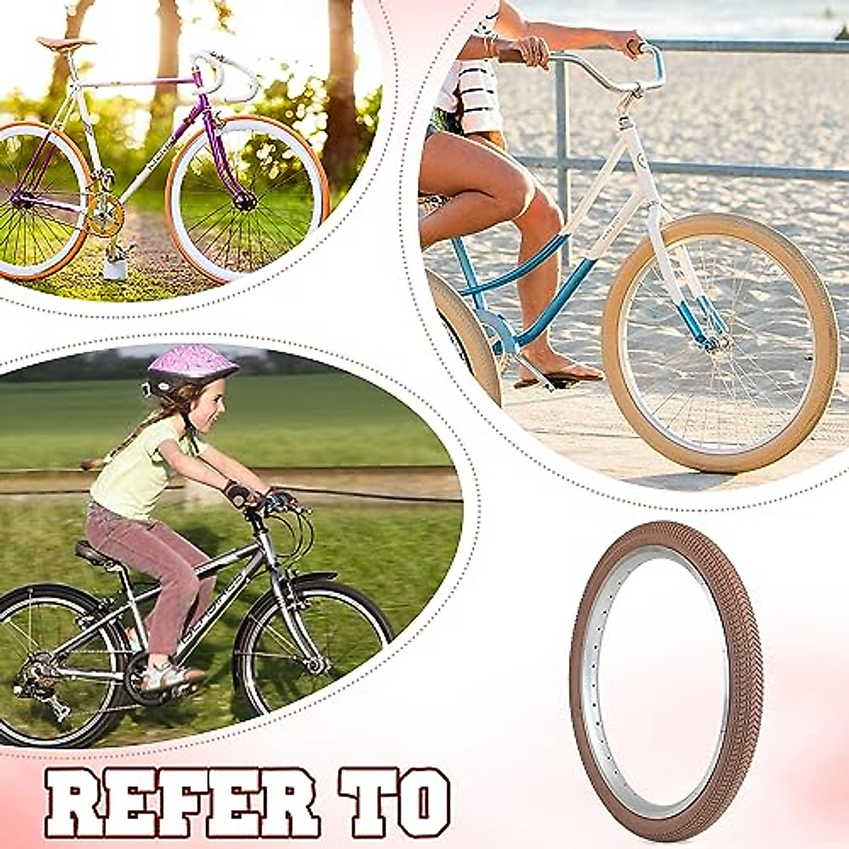 WEEROCK 20 Inch Bicycle Tire 20 * 2.125,Bike Tyre for BMX, MTB Mountain Bike,Child Kid Bike,Tricycle,Crusier Bicycle, Brown