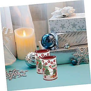 NOLITOY 8pcs Portable Cylinder Cookie Boxes Plastic Cookie Jar Sealed Containers for Food Pantry Sugar Jars Christmas Biscuit Tins Tinplate Lid Canister for Candy Mini Pvc