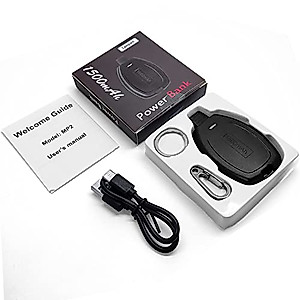 HUAENG Mini Keychain Portable Charger Power Bank Built in USB-C Connector,Emergency 1500mAh Power Pod Compatible with Samsung Galaxy S22, S21, S20, S10, Pixel, Moto, LG, Type-C Android Phones-Black
