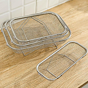 MinnowXY Stainless Steel Retractable Drain Basket Kitchen Basket Vegetable Washing Drain Basin Household Living Room Fruit Bowl
