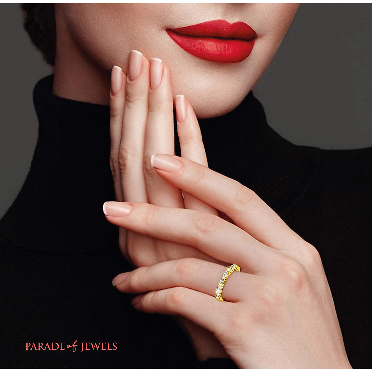 MAX + STONE Parade of Jewels Cubic Zirconia Eternity Ring for Women in 14k Gold Plated Sterling Silver 2.5mm