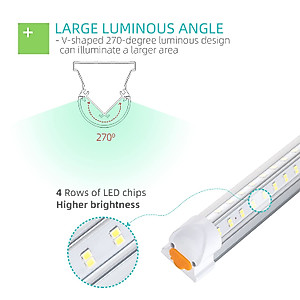 SUERCAI.YO LED Shop Light 4FT, 50W 7000lm Super Bright 6500K, Clear Cover, V-Shape, T8 LED Light Fixture, LED Shop Lights for Garage Workbench Workshop, Plug and Play(2 Pack)