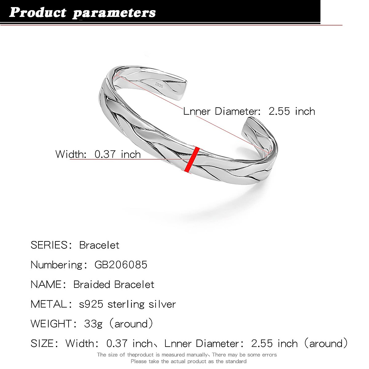 H&Beautimer 925 Sterling Silver Bracelet 7.8-9.3MM Pattern Bracelet For Women Men-Party Charm Jewelry Gift-Unisex Original Silver Open Bangle Free Adjustment (Width 9.3MM, Free Adjustment)