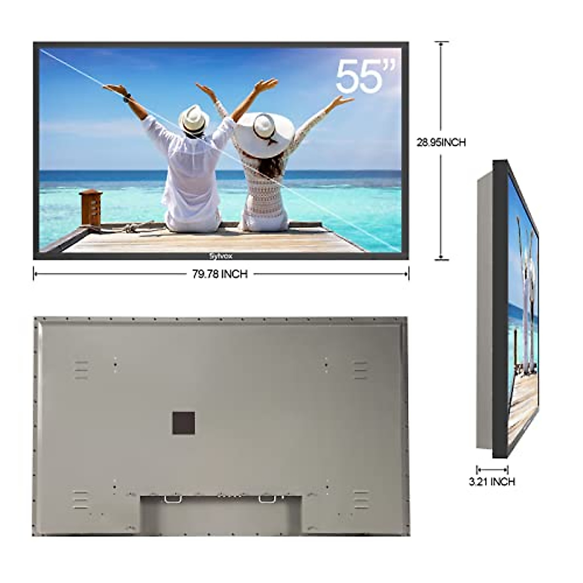 SYLVOX 55 inch TV, 4K Smart TV Support WiFi and Bluetooth (Deck Series, 2022)