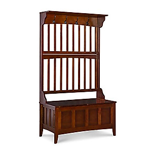 Linon Hall Tree with Storage Bench, 36"W x 18"D x 64"H, Walnut