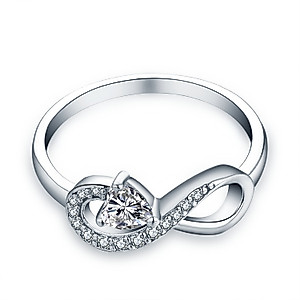 JO WISDOM Infinity Heart Promise Rings for Her Sterling Silver Friendship Ring