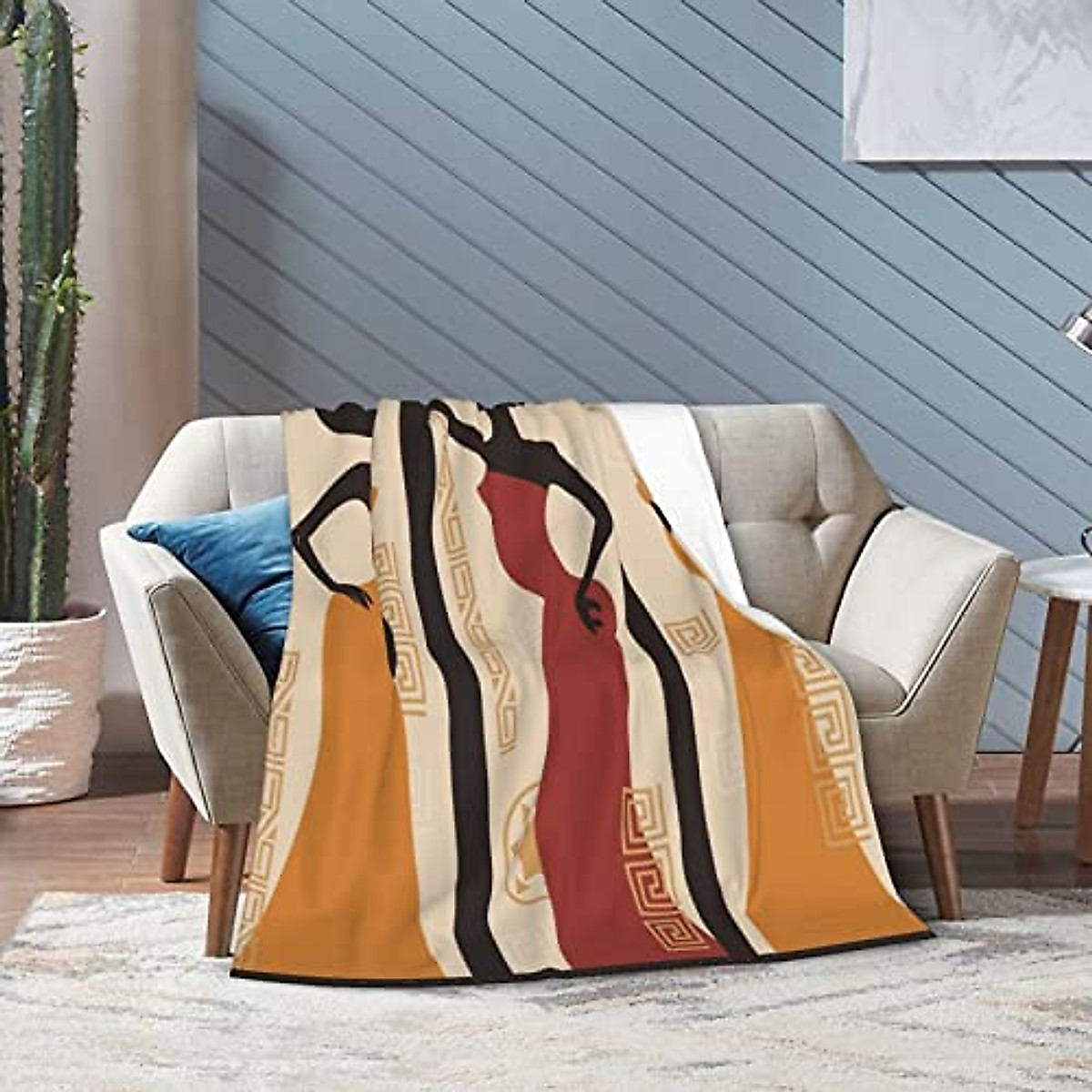 Ouqiuwa Beautiful African Women Throw Blanket Plush Microfiber Flannel Fleece Blanket 60"x50" for Bed Sofa Couch Camping Travel