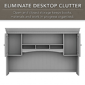 Bush Business Furniture Fairview L Shaped Desk with Hutch and 5 Shelf Bookcase, 60W, Cape Cod Gray