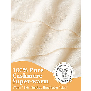 VIKIDEER 100% Cashmere Scarf Knitted Wrap Shawl Extra Large Long Scarf Stole for Women Wayfarer Travel White