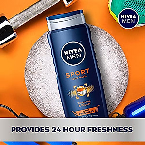 NIVEA MEN Sport Body Wash with Revitalizing Minerals, 16.9 Fl Oz Bottle