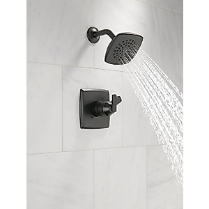 Delta Faucet Ashlyn 17 Series Matte Black Shower Faucet, Tub and Shower Trim Kit with Single-Spray Touch-Clean Matte Black Shower Head, Matte Black T17264-BL (Valve Not Included)