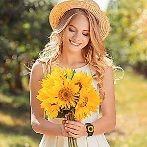 Flower Engraved Band Compatible with Apple Watch Bands 42mm 44mm 45mm 49mm for Women, Soft Sunflower Laser Silicone Wristbands Cute Sport Straps for iWatch Series 8/7/SE/6/5/4/3/2/1/Ultra