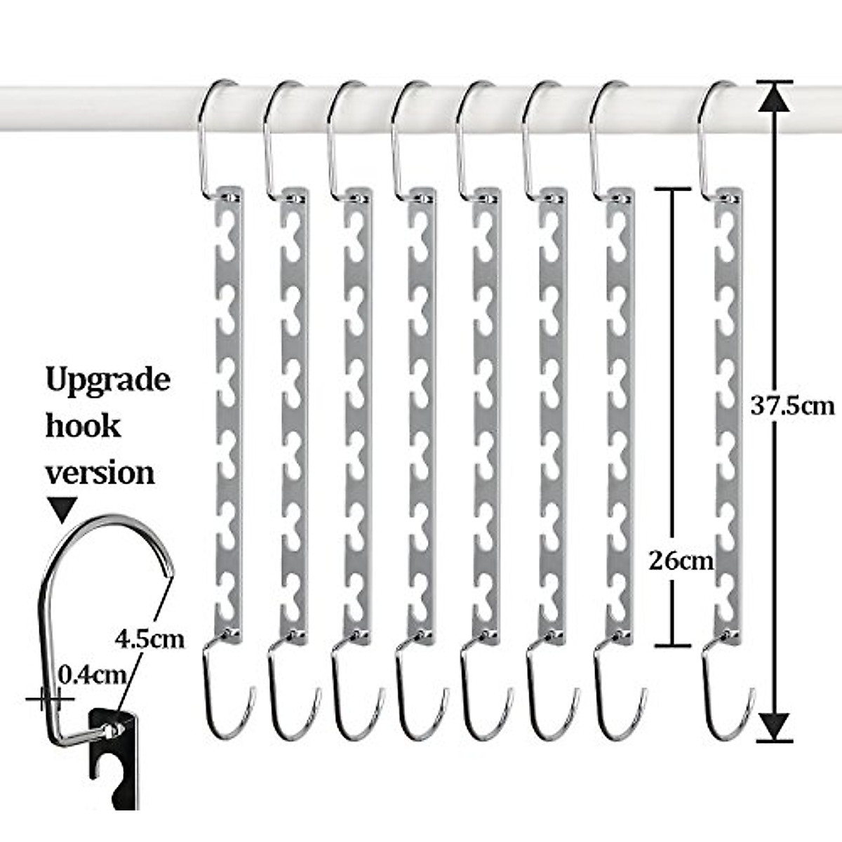 8 Pcs Space Saving Hangers Magic Hangers Metal Heavy Duty Hooks Closet Clothing Hanger Organizer, 10 inch