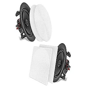 Pyle 6.5” 2-Way Midbass Speakers - Pair of In-Wall/In-Ceiling Woofer Speaker System 1/2'' High Compliance Polymer Tweeter Flush Mount Design w/ 60Hz - 20kHz Frequency Response 200 Watts Peak - PDIC66
