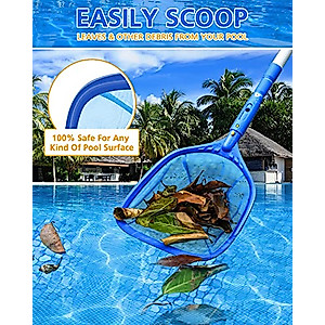 Mowend Pool Net, Pool Skimmer Net with 17.28-34.8" Telescopic Pole, 3 Section Pole, Pool Net for Cleaning, Including EZ-Clip, Pool Skimmer for Hot Tub, Spas, Pond and Inflatable Hot Tub