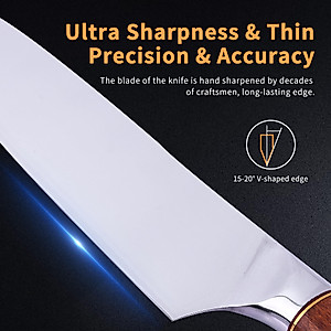 BOMCET 8" Pro Chef's Knife, Super Sharp Blade HRC62+ German Steel Kitchen Knife with Ergonomic Handle Design