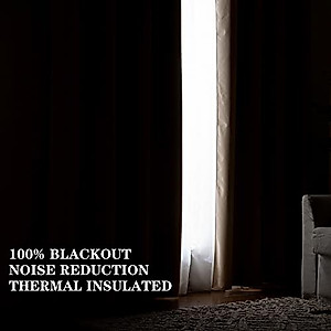 ANRODUO 100% Blackout Velvet Curtains 96 Inches Long Beige Curtain Drapes Darkening Thermal Insulated Grommet Curtains Window Drapes for Bedroom Luxury Curtains Room Decor W52 x L96 Set of 2
