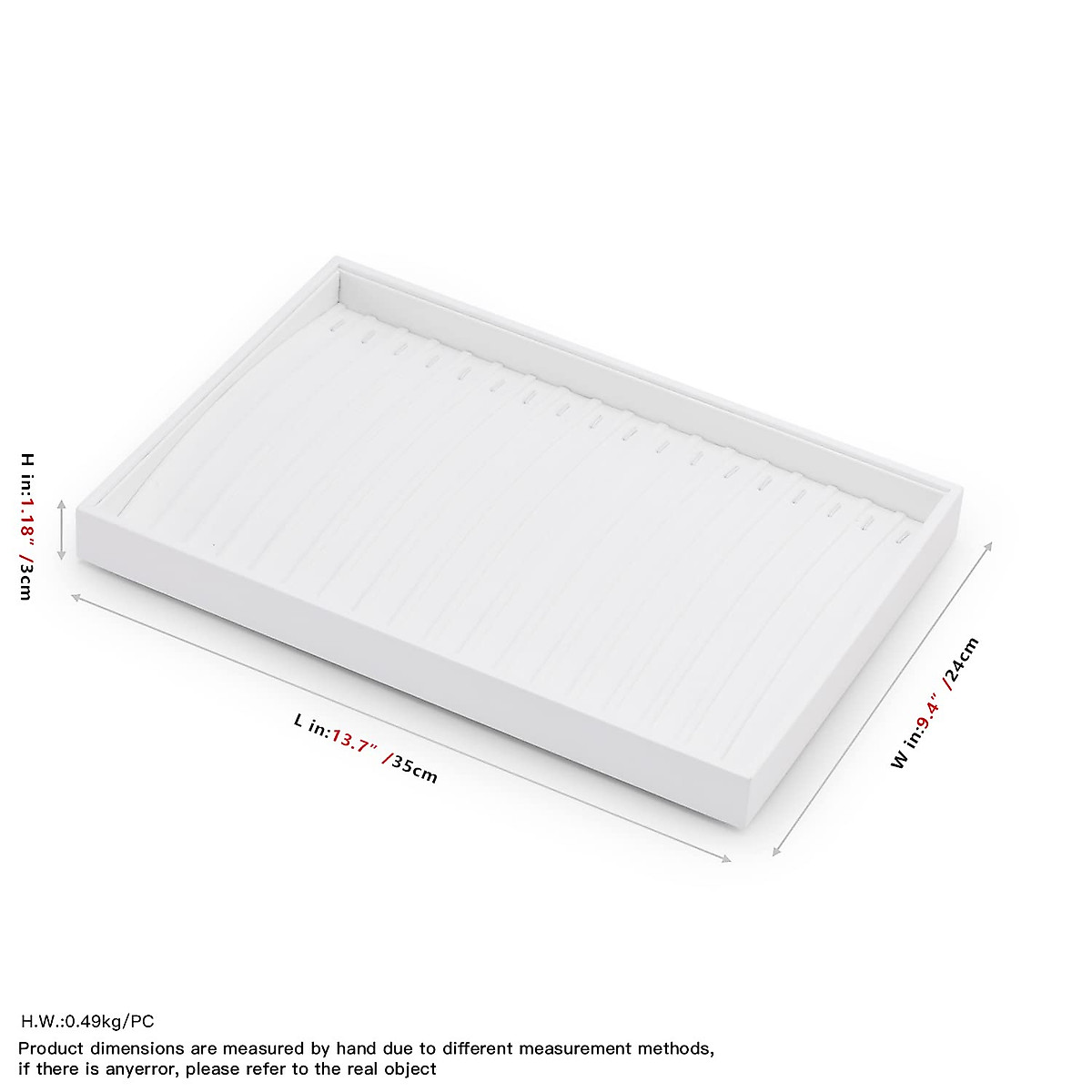 Oirlv Premium White Leather Stackable Jewelry Tray 18 Gird Necklace Bracelet Organizer Showcase Necklace Display Tray