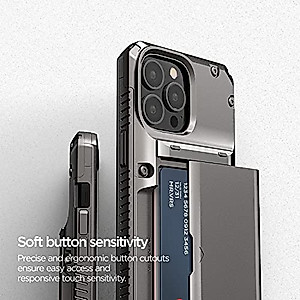 VRS Design Damda Glide Pro Phone Case for iPhone 13 Pro Max, Sturdy Semi Auto Wallet [4 Cards] Case Compatible for iPhone 13 Pro Max Case (2021)