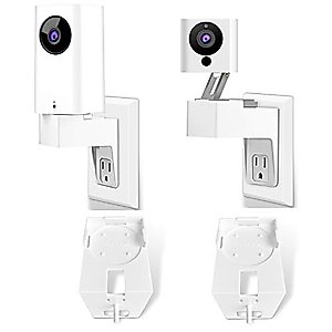 Wall Mount Compatible with Wyze Cam 1080p HD Camera, Compatible with Wyze Cam Pan, 360 Degree Swivel AC Outlet Wall Plug Mount Stand Holder Bracket (2 Pack)