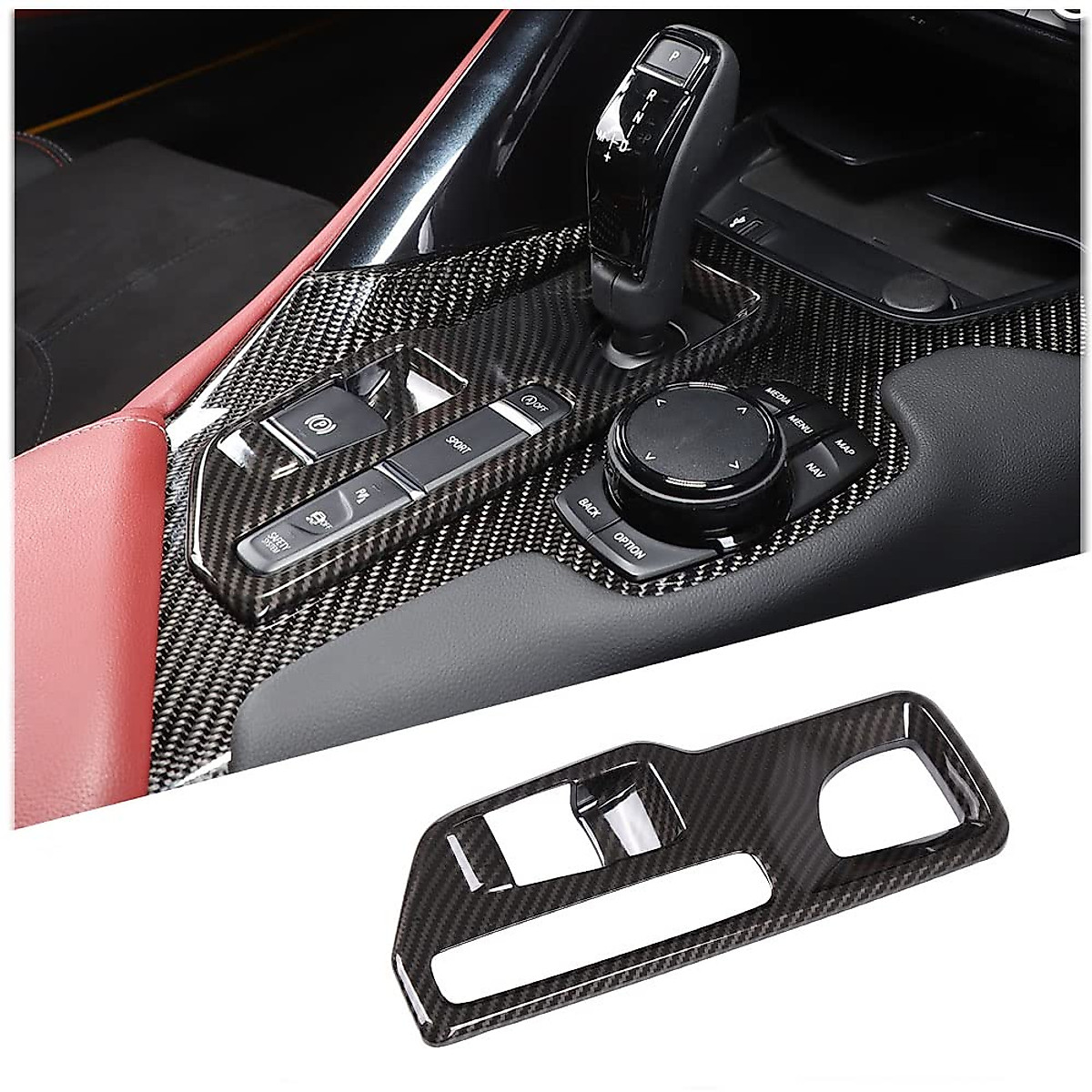 Fit for Toyota Supra GR A90 A91 MK5 2019-2024 Gear Shift Panel Trim Cover, Gear Shift Console Anti-Scratch Panel Protector Frame Cover, Carbon Fiber Pattern Black