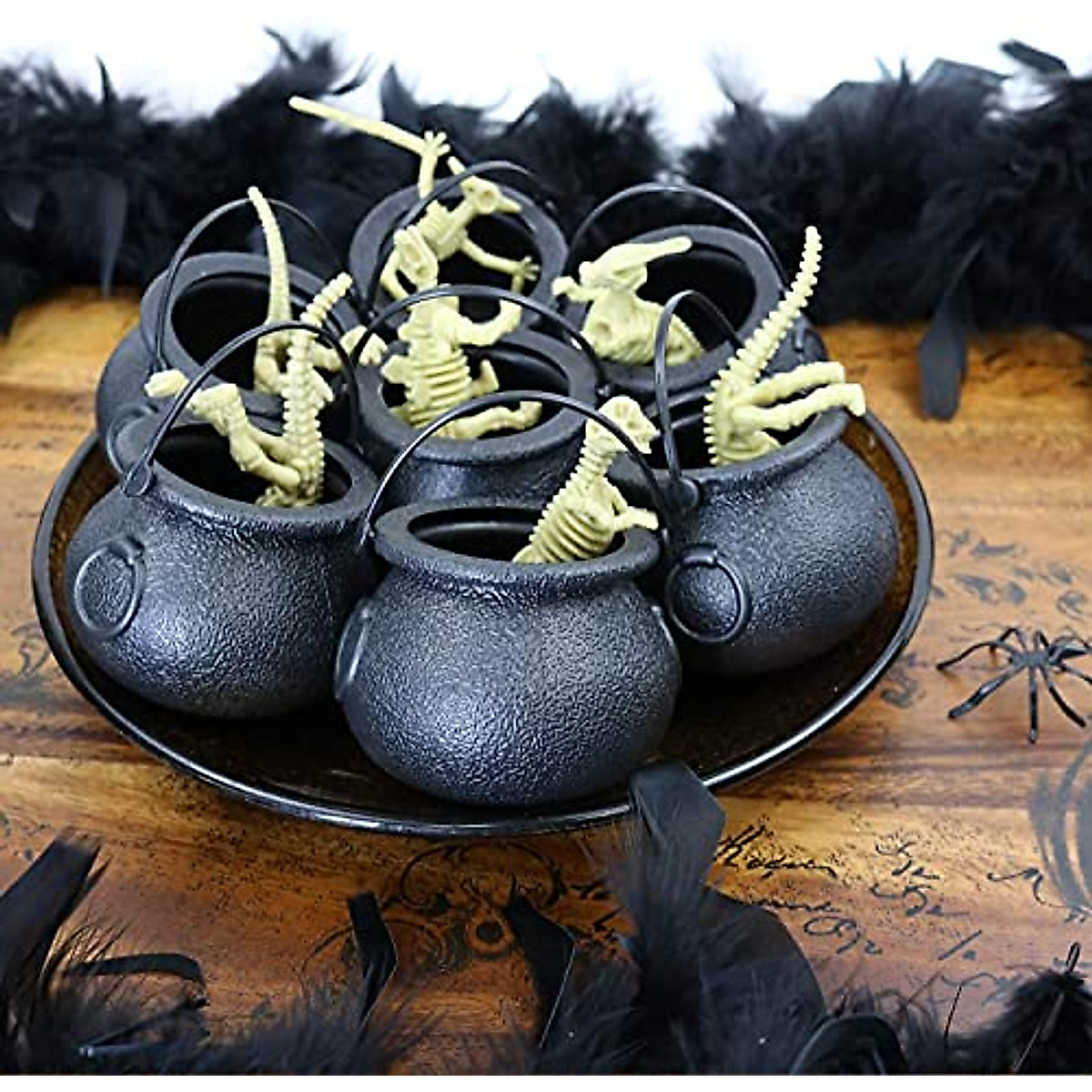 GIFTEXPRESS 24-Pack Mini Cauldron Kettles Novelty Candy Kettles for St Patrick Decoration, Pot of Gold Cauldron, Halloween Black Cauldrons Candy Holder, Witches Cauldron, Cauldron Pot Party Favors