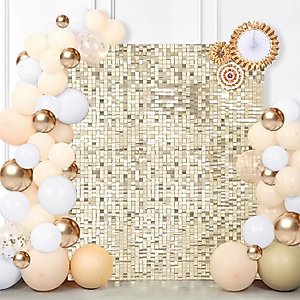 Shimmer Wall Backdrop Shimmer Wall Panels Light Gold Glitter Photo Background Backdrops for Birthday Decorations Anniversary Wedding Engagement,Pack of 24