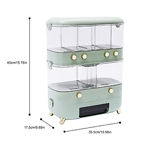 kangten 22Lbs Rice Cereal Grain dispenser, Removable 6 Grids 2 Layers Beans Cereal Containers Storage with Sealed lid Moisture Resistant Household, Kitchen Storage Container for Beans, Barley, Millet