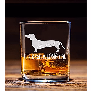 NeeNoNex It's Been a Long Day Funny Dachshund Whiskey Glass - Sarcastic Dog Lover