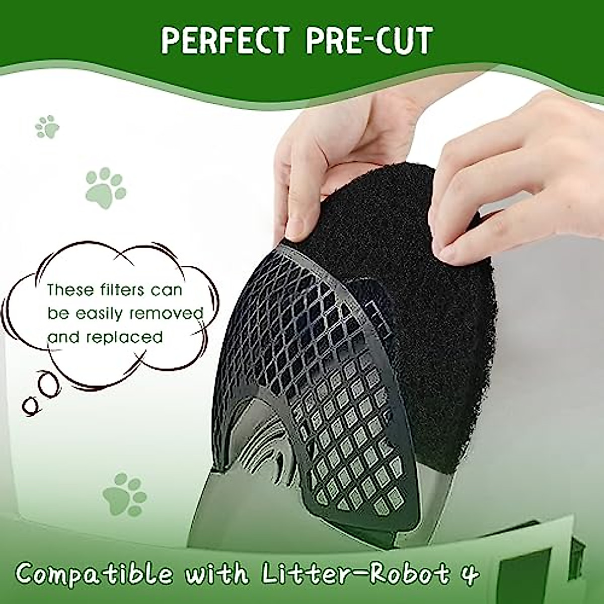 QUEARN 8 Pack Carbon Filters Compatible with Litter-Robot 4, Cat Litter Box Filters Replacement to Absorb Odors Control Damp from Pets and Keep Home Fresh