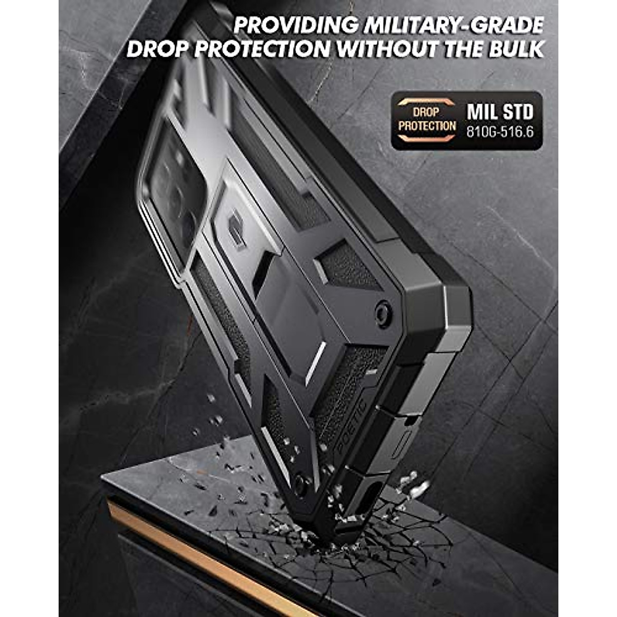 Poetic Spartan Case for Samsung Galaxy S21 Ultra 5G 6.8 inch, Built-in Screen Protector Work with Fingerprint ID, Full Body Rugged Shockproof Protective Cover Case with Kickstand, Metallic Gun Metal