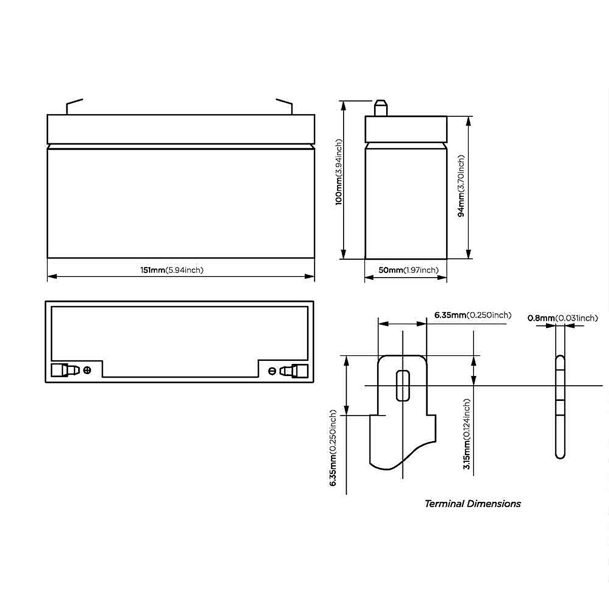 BatteryGuy 0120800 6V 12AH SLA battery - BatteryGuy brand equivalent (Rechargeable, High Rate) - Qty of 1