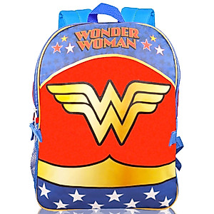 DC Shop Wonder Woman Backpack Lunch Box Set ~ 6-Pc Bundle With Premium 16" Wonder Woman School Bag, Lunch Bag, Water Bottle, Stickers, and More (Wonder Woman School Supplies)