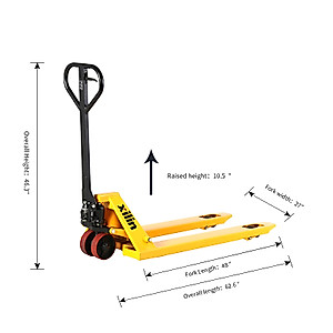 Xilin Manual Pallet Jack, Hand Pallet Jack Truck 48" Lx27“W, 5500lbs Capacity Pallet Lift