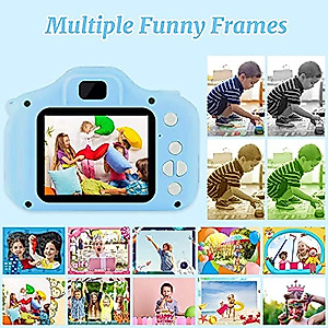 Acuvar 1080P Kids Selfie HD Compact Digital Photo and Video Rechargeable Camera Kit with 32GB TF Card & 2" LCD Screen Micro USB Charger, Lanyard. 6PC Card Holder and All in One USB Card Reader (Blue)