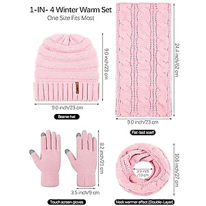Aneco Winter Warm Knitted Scarf Beanie Hat and Gloves Set Men & Women's Soft Stretch Hat Scarf and Mitten Set