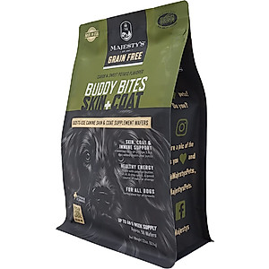 Majesty's Grain-Free Buddy Bites Skin and Coat Wafers for Medium / Large Dogs - Superior Skin, Coat, and Immune Support Supplement - Carob and Sweet Potato Flavored - 56 Count (Up To 8 Week Supply)