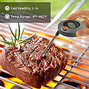 Smart Guesser Digital Meat Thermometer Kitchen Cooking-Instant Read Food Thermometer for Meat, Deep Frying, Baking,Grilling BBQ Round Shape -Orange