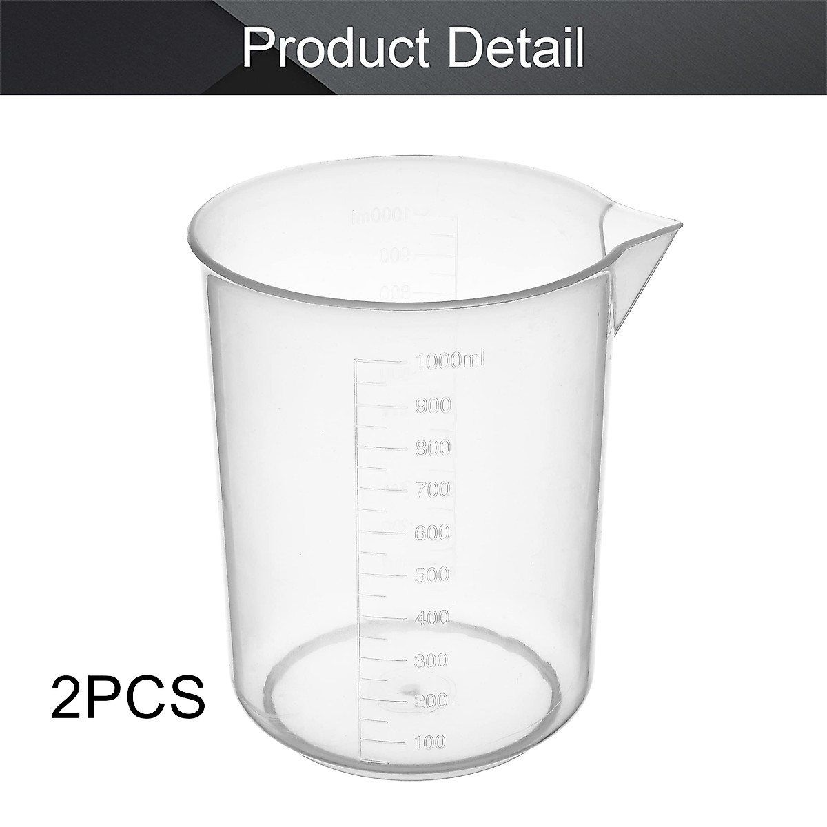 Othmro Measuring Cup 1000ml PP Plastic Graduated Beaker Transparent for Lab Kitchen Liquids 3pcs