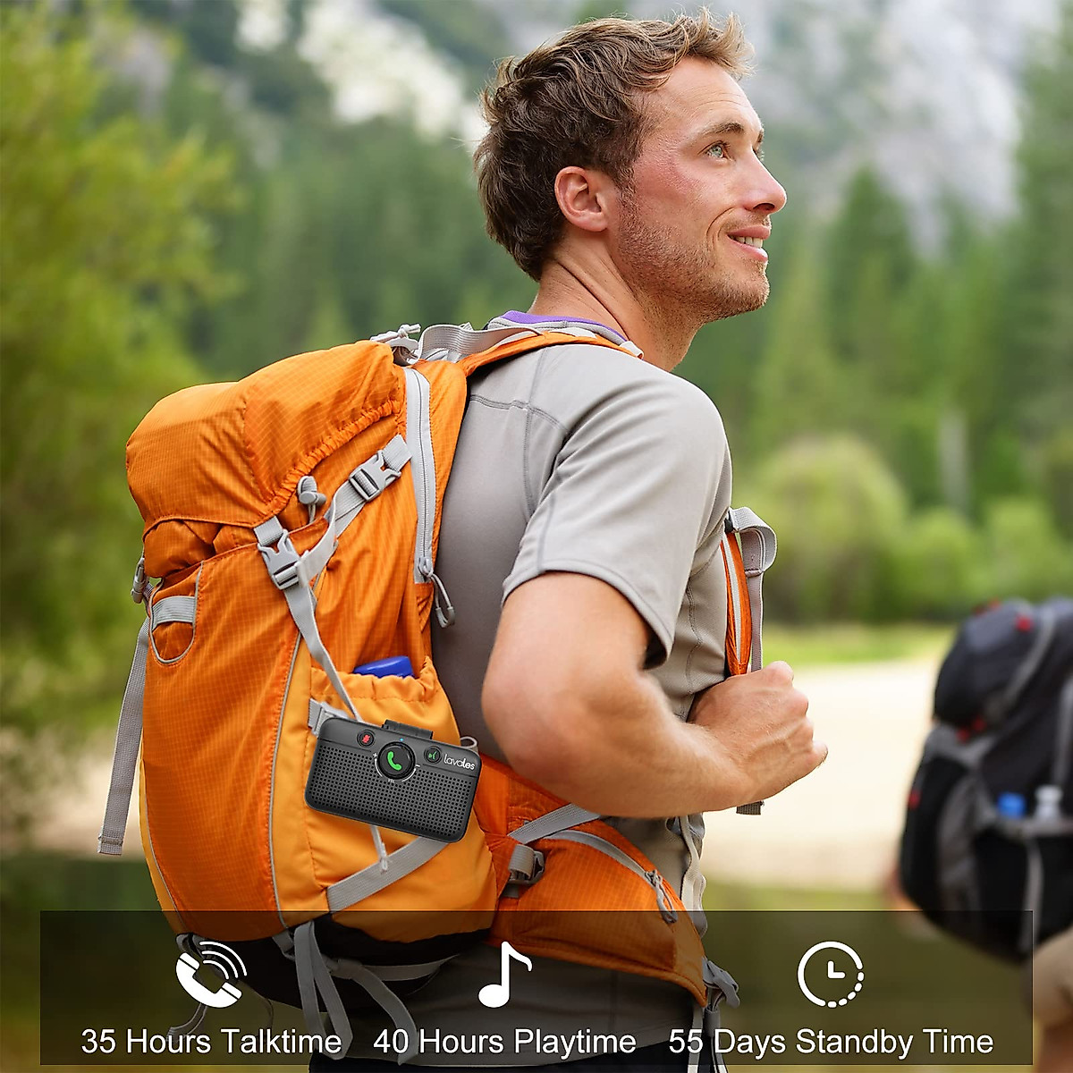 Lavales Car Bluetooth 5.3 Speaker, Handsfree Bluetooth Car kit for Cell Phone, Support Siri Google Voice Assistant/Motion AUTO ON, Car Phone Speakerphone with Visor Clip