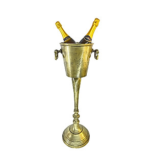 Floor Standing Rustic Champagne Bucket Distressed Look Wine Cooler Ice Gift Gold