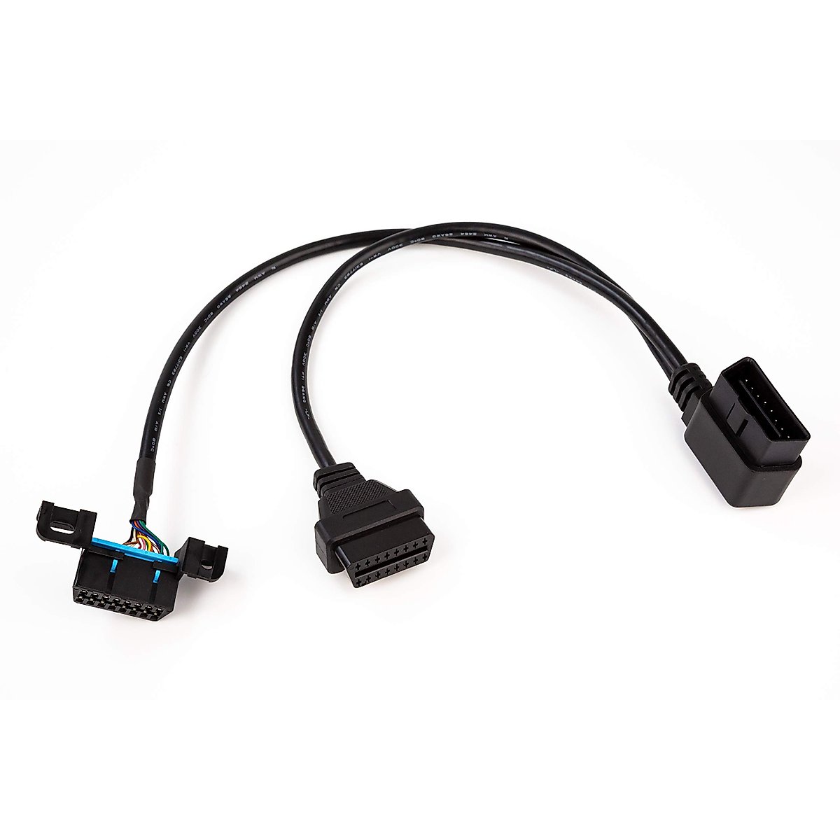 YPP Angled 16pin OBD II Splitter Extension Cable Car Indash Power & Data Cable for GPS Tracker Scan Tool