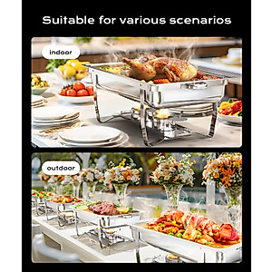 Chafing Dishes for Buffet 2 Pack, [Ultrasonic Mirror Polishing] Chafing Dish Buffet Set 9QT, [Rolled Edge Finger Protection] Buffet Servers and Warmers for Any Party, Wedding, Birthday and Hotel