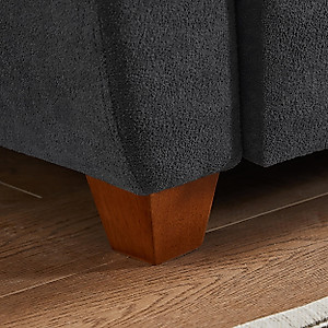 Convertible Sectional Sofa with Storage, 4 Seat L Shaped Couch High Head with Ottoman and Cup Holder, Modern Microfiber Fabric Sofas Couches for Living Room, Dark Grey